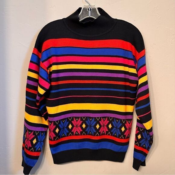 Obermeyer | Sweaters | Vintage Obermeyer M Black Print 98s Vintage ...